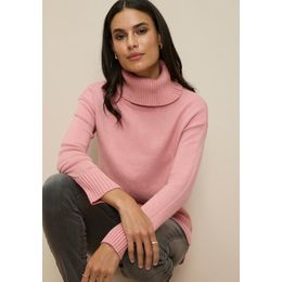 Tamaris Damen Rollkragenpullover in l&auml;ssiger Form mit seitlichen Schlitzen rosa 32/34