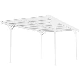 Einzelcarport WESTMANN "Flachdach", wei&szlig;, B/H/T: 305cm x 217cm x 503cm, Carports, Einzelcarport, aus Aluminium, inkl. Regenrinne und Schrauben-Kit