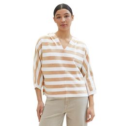 Tom Tailor Damen Tom Tailor Kapuzenpullover mit weitem V-Ausschnitt beige M (38)