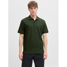 Jack & Jones Poloshirt JACK & JONES "JJEAUSTIN POLO SS NOOS", Herren, Gr. XS, duffel bag detail:classic, Jersey, Obermaterial: 58% Polyester, 40% Baumwolle, 2% Elasthan, unifarben, regular fit normal, ohne Ausschnitt, gerader Abschluss, Shirts Poloshirt, Materialmix, regular fit
