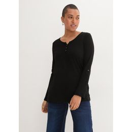 bonprix Damen bonprix Langarmshirt 1 tlg. gerade Passform, verstellbare &Auml;rmel, mit V-Ausschnitt 36/38 (S)