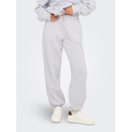 Sweathose Only "ONLBEST CUFF PANT SWT NOOS", Damen, Gr. XL (42), N-Gr, grau (light grau melange), Sweatware, Obermaterial: 65% Polyester, 35% Baumwolle, unifarben, relaxed fit kn&ouml;chellang, Hosen Sweathose