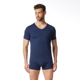 Bruno Banani Herren V-Shirt &raquo;CHECK LINE 2.0&laquo; Pique Optik, Kurzarm, V-Neck, Cotton-Mix blau 8 (XXL)