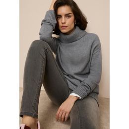 Tamaris Damen Rollkragenpullover in l&auml;ssiger Form mit seitlichen Schlitzen grau 36/38
