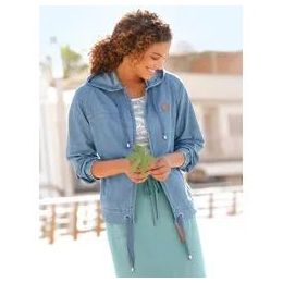 Blouson Casual Looks, Damen, Gr. 36, blau (blau, bleached), 100% Baumwolle, Jacken Blouson