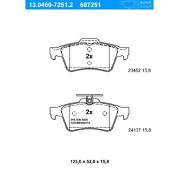 ATE Bremsbelagsatz, Scheibenbremse 13.0460-7251.2 hinten rechts links f&uuml;r RENAULT 8671016711 440601689R 440600002R
