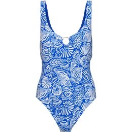 Seafolly C Shells Ring Front Halter One Piece Badeanzug Damen - Gr&ouml;&szlig;e 40 - blau