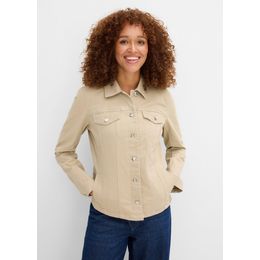 bonprix Twill-Jacke, beige, Gr.48, Attraktive Jacke mit Teilungsn&auml;hten, 97% Baumwolle