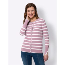 Heine Witt Damen Feinstrickjacke mit Viskose, gestreift, ros&eacute;-ecru-gestreift, Gr&ouml;&szlig;e 42