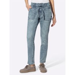 Heine Witt Damen Hose mit Bindeband, blue-stone-washed, Gr&ouml;&szlig;e 48