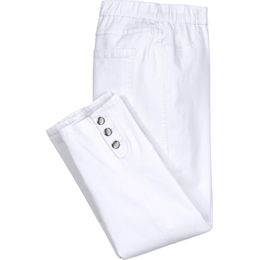 WITT Damen 7/8-Jeans mit seitlichen Zierkn&ouml;pfen, wei&szlig;, Gr&ouml;&szlig;e 50