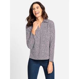 WITT Damen Langarmshirt mit Hemdkragen, steingrau-ros&eacute;, Gr&ouml;&szlig;e 38