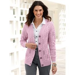 WITT Damen Strickjacke mit Ajourmuster, ros&eacute;, Gr&ouml;&szlig;e 40