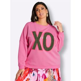 sheego loves miss goodlife Damen Sweatshirt mit Front- und R&uuml;ckenprint, altrosa-pink-bedruckt, Gr&ouml;&szlig;e 50