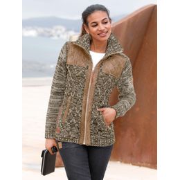 WITT Damen Strickjacke , hinten glatt gestrickt, braun-meliert, Gr&ouml;&szlig;e 52