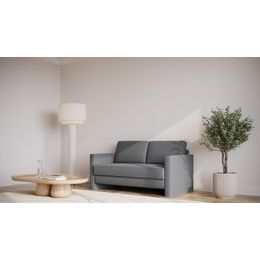 BRUNO Schlafsofa 140cm in Dunkelgrau | stabiles Massivholz & Boxspringkomfort