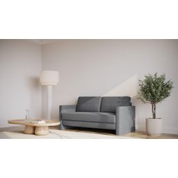 BRUNO Schlafsofa 160cm in Dunkelgrau | stabiles Massivholz & Boxspringkomfort