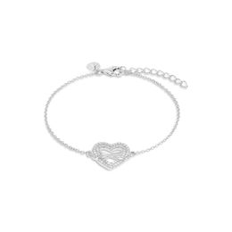 Tom Tailor Damen Armband Herz Infinity Silber 925 - Stein Zirkonia wei&szlig;, silber, Herz, Gr. ONESIZE