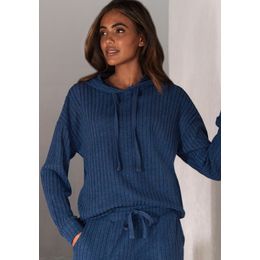 Lascana Damen Hoodie, blau-meliert, Gr&ouml;&szlig;e 32/34