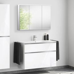 Duravit ME by Starck Waschtisch, evineo ineo4 Unterschrank B: 103 cm, mit Griff, mit Spiegelschrank,, 233610AA00+BE0267WH+BEA003MI,