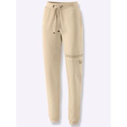 WITT Damen Jogg Pants mit Ripp-Abschl&uuml;ssen, sand, Gr&ouml;&szlig;e 38