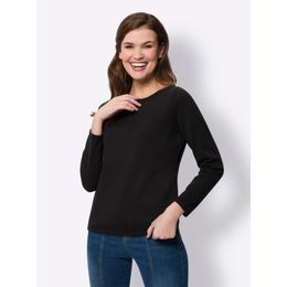 Heine Witt Damen Baumwollpullover mit leichtem U-Boot-Ausschnitt, schwarz, Gr&ouml;&szlig;e 44