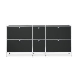 Tchibo - Sideboard Metall &raquo;Cn3&laquo; gro&szlig; mit 6 Klappenf&auml;chern - 190x40x89,5cm - schwarz - Stahl / Aluminium / Kunststoff