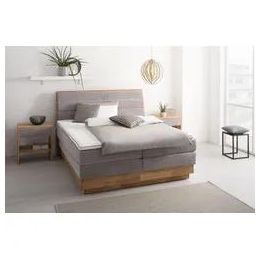 Boxspringbett OTTO HOME "Jenna", grau (argento), B:184cm L:216cm, Komplettbetten, Boxspringbett, ohne LED-Beleuchtung, mit zertifizierten, recycelten Bezugsstoffen