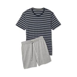 Tchibo - Shorty-Pyjama-Set - Herren - Gr. XL - grau/gestreift