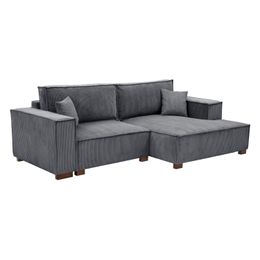 Tchibo - Sofa 2-Sitzer mit Auszugsbett links - 253x150x87cm - anthrazit - Polyester / Holz / Schaumstoff