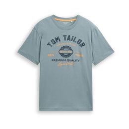 Tom Tailor T-Shirt mit Logo - Herren - Gr. M - grau/print