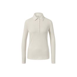 Tchibo - Geripptes Langarmshirt mit Polokragen - Damen - Gr. XL - creme