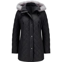 Damen Steppjacke mit abnehmbarer Kapuze schwarz, Gr&ouml;&szlig;e 46