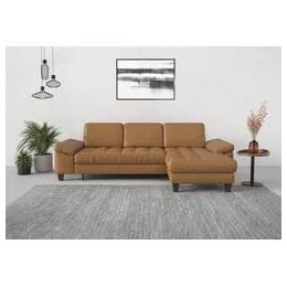 Sit & More Ecksofa SIT & MORE "Westham L-Form", braun (cognac), B:275cm H:88cm T:172cm, 100% Polyester, Sofas, Ecksofa, Recamiere, mit oder ohne Bettfunktion, Bettkasten, F&uuml;&szlig;e wengefarben