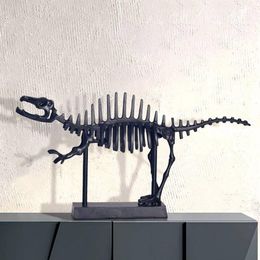 Pharao24.de Dinosaurier Skelett Dekofigur in Schwarz aus Aluminium