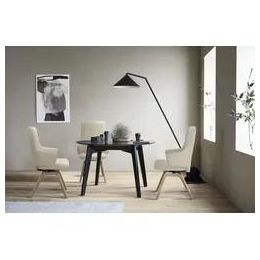 Polsterstuhl stressless "Laurel", beige (cream batick, walnuss), B:58cm H:105cm T:60cm, Leder BATICK: BATICK ist ein leicht korrigiertes, durchgef&auml;rbtes und genarbtes M&ouml;belleder, bei dem die meisten Unebenheiten und Spuren in der Regel entfernt wurden., St&uuml;hle, Polsterstuhl, High Back mit Armlehne, Gr&ouml;&szlig;e L, schr&auml;ggestellte Beine in Walnuss