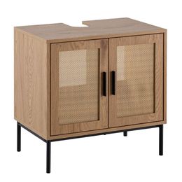 Pharao24.de Waschtischunterschrank Waschschrank in Beige und Eichefarben