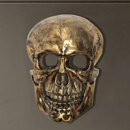 Pharao24.de Totenkopf Deko Sch&auml;del Skulptur in Altgoldfarben aus Metall