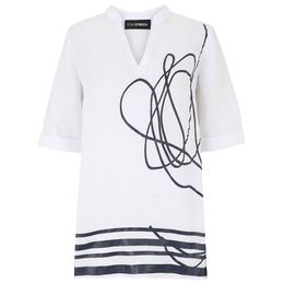 Doris Streich - Long-Bluse mit 3/4-Arm, weiss, Gr. 46 / L - Leinen