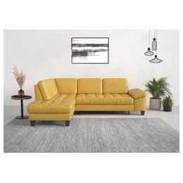 Sit & More Ecksofa SIT & MORE "Westham L-Form", gelb (dijon), B:261cm H:88cm T:179cm, 100% Polyester, Sofas, Ecksofa, mit Ottomane, mit oder ohne Bettfunktion, Bettkasten, Verstellung