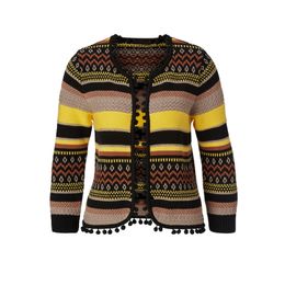 WITT Damen Strickjacke mit Pompom-Borte, bunt-gemustert, Gr&ouml;&szlig;e 38