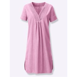 WITT Damen Jeanskleid mit V-Ausschnitt, Baumwolle, ros&eacute;, Gr&ouml;&szlig;e 42