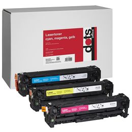 Three Dots dots Toner kompatibel zu HP 3x 305A (CF370AM), 3er-Set cyan, magenta, gelb