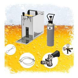 ich-zapfe Komplett Set - Zapfanlage, Bierzapfanlage, Bierkoffer, Durchlaufk&uuml;hler PYGMY 25 LE, 1-leitig Trockenk&uuml;hler, 30 Liter/h, Green Line, Zapfkopf:NC Adapter