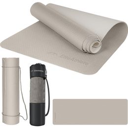 EliteAthlete&reg; Yogamatte - Sportmatte - Fitnessmatte - Gymnastikmatte gepolstert & rutschfest f&uuml;r Fitness, Pilates - Yoga Matte - 183 cm x 61 cm x 0.6 cm - Trainingsmatte inkl. Transportgurt + Tasche - Spring - Cappuccino