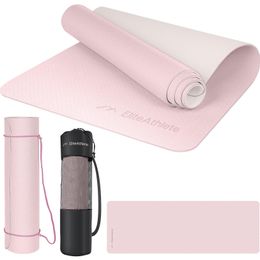 EliteAthlete&reg; Yogamatte - Sportmatte - Fitnessmatte - Gymnastikmatte gepolstert & rutschfest f&uuml;r Fitness, Pilates - Yoga Matte - 183 cm x 61 cm x 0.6 cm - Trainingsmatte inkl. Transportgurt + Tasche - Spring