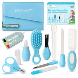 TPFFamily Baby Pflegeset Neugeborene &ndash; 10-teiliges Set mit hochwertiger Baby-Erstausstattung - Farbe Blau
