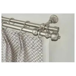 Gardinenstange Garesa "ANDREA", silber (mattnickelfarben), L:100cm &Oslash;:20mm, Metall, Gardinenstangen, Vorhanggarnitur, verl&auml;ngerbar, Endknopf Profil klein, mit Ringen
