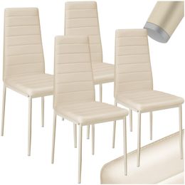 TecTake&reg; Set Esszimmerstuhl, gepolstert mit Kunstlederbezug, schlanke Stahlbeine, 45 x 48 x 98,5 cm