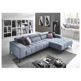 Ecksofa DIE PLANBAR "MP-IN18022 L-Form", blau (aqua), B:321cm H:74cm T:190cm, 100% Polyester, Sofas, Ecksofa, mit Kopfteilverstellung & Zierkissen, optional Sitztiefenverstellung